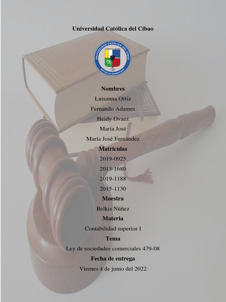 Ley 479-08 de Sociedades Comerciales | PDF | Sociedad de ...