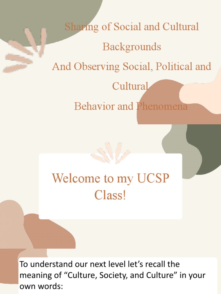 Sharing of Social and Cultural Backgrounds and Observing Social ...
