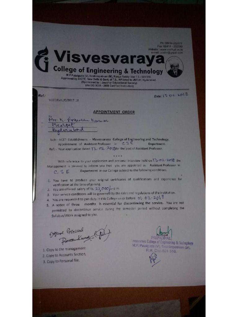 Appointment Order | PDF