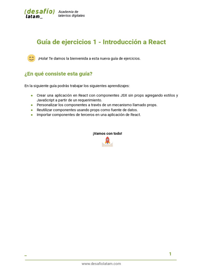 Guía de Ejercicios: React Básico | PDF | Script Java | Bootstrap (marco frontal)
