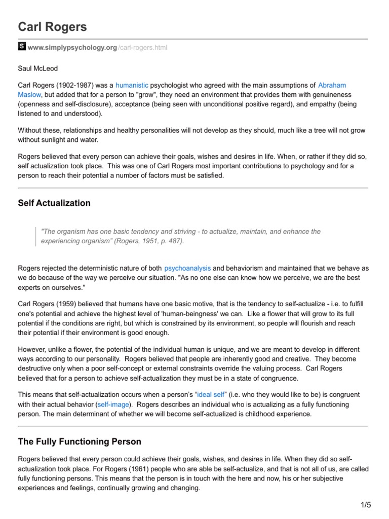 Carl Rogers | PDF | Self Esteem | Self Actualization