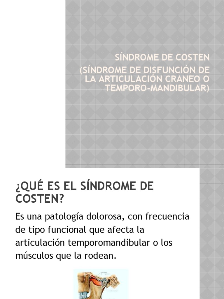 Síndrome de Costen | PDF | Especialidades Medicas | Medicina CLINICA