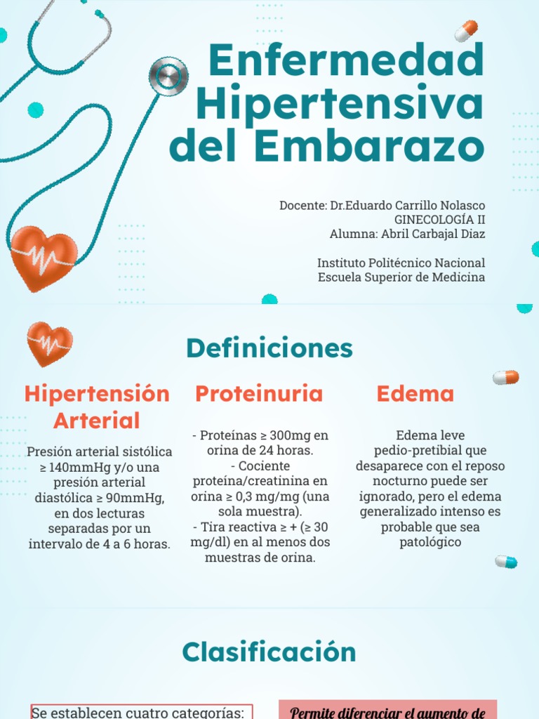 Clasificación de Hipertensión en Embarazo | PDF | Hipertensión | El ...
