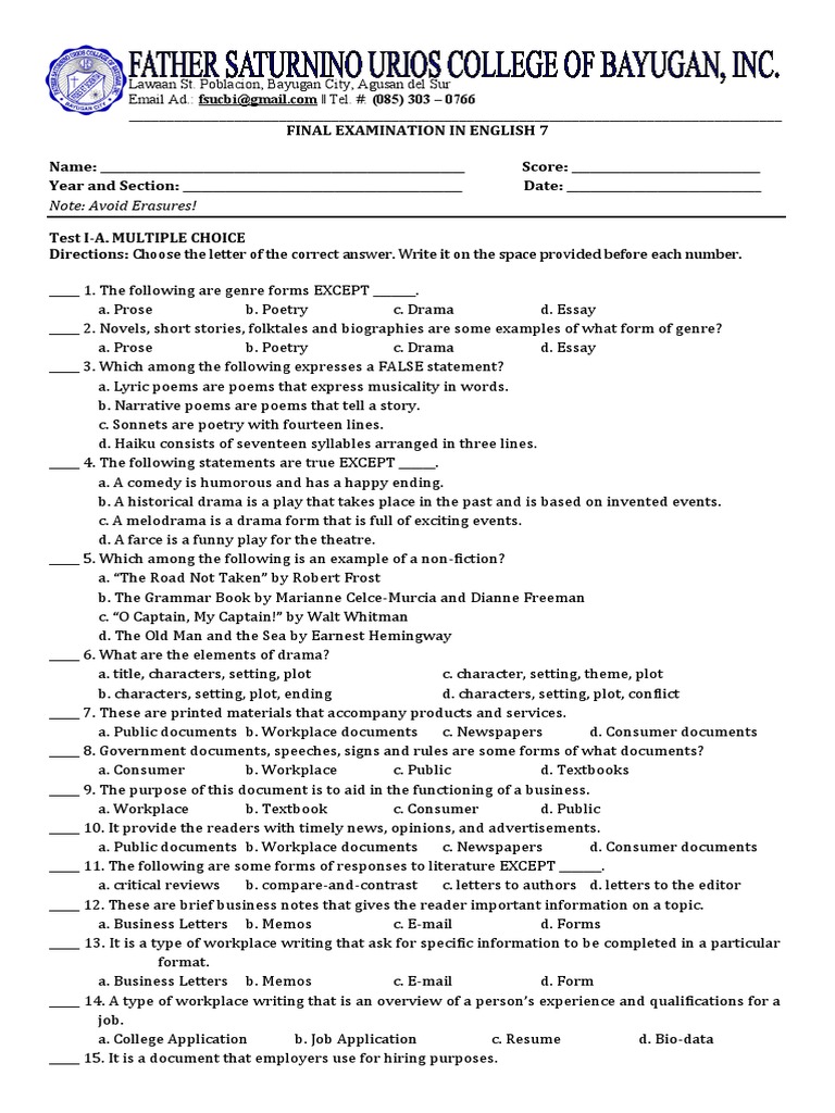 Final Examination - READING and WRITING | PDF | Poetry | Essays