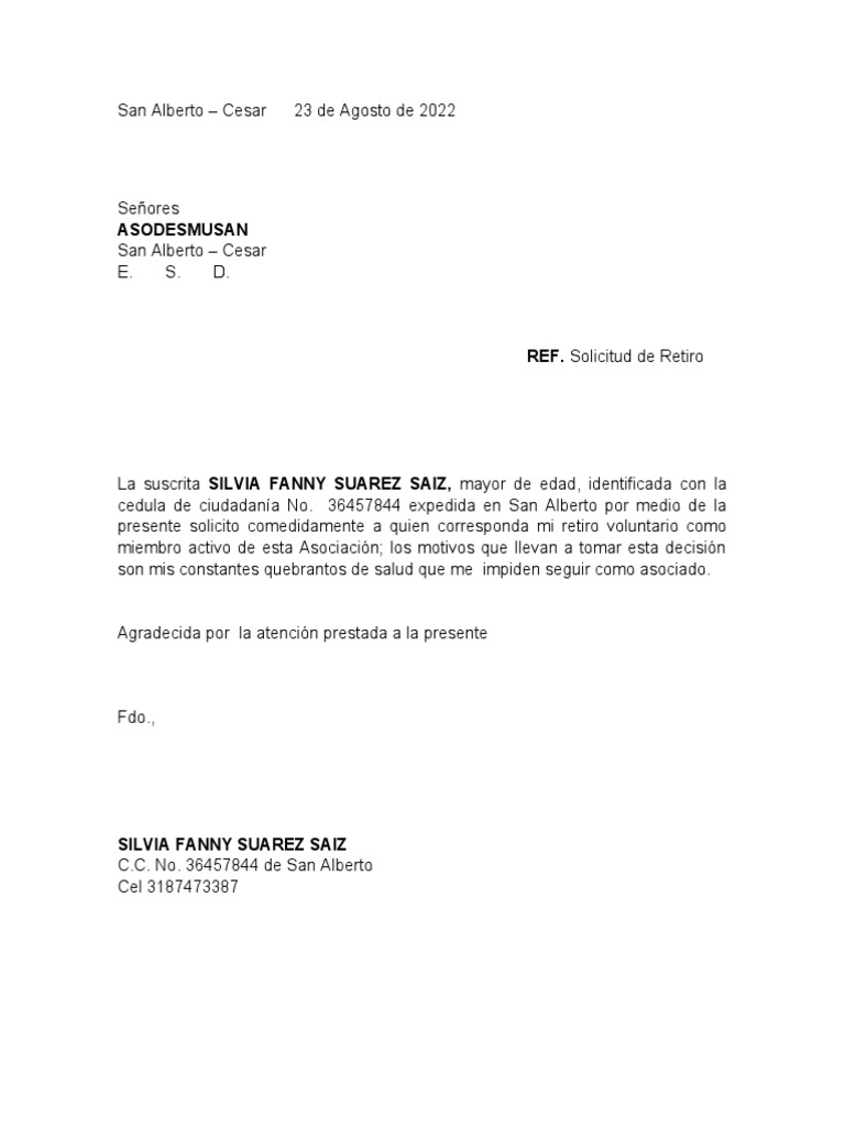 Solicitud de Retiro | PDF