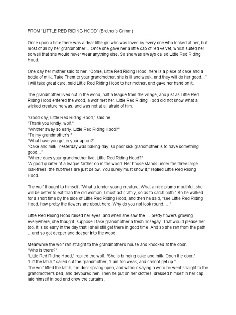 Citing Textual Evidence Worksheet "LITTLE RED RIDING HOOD" | PDF ...