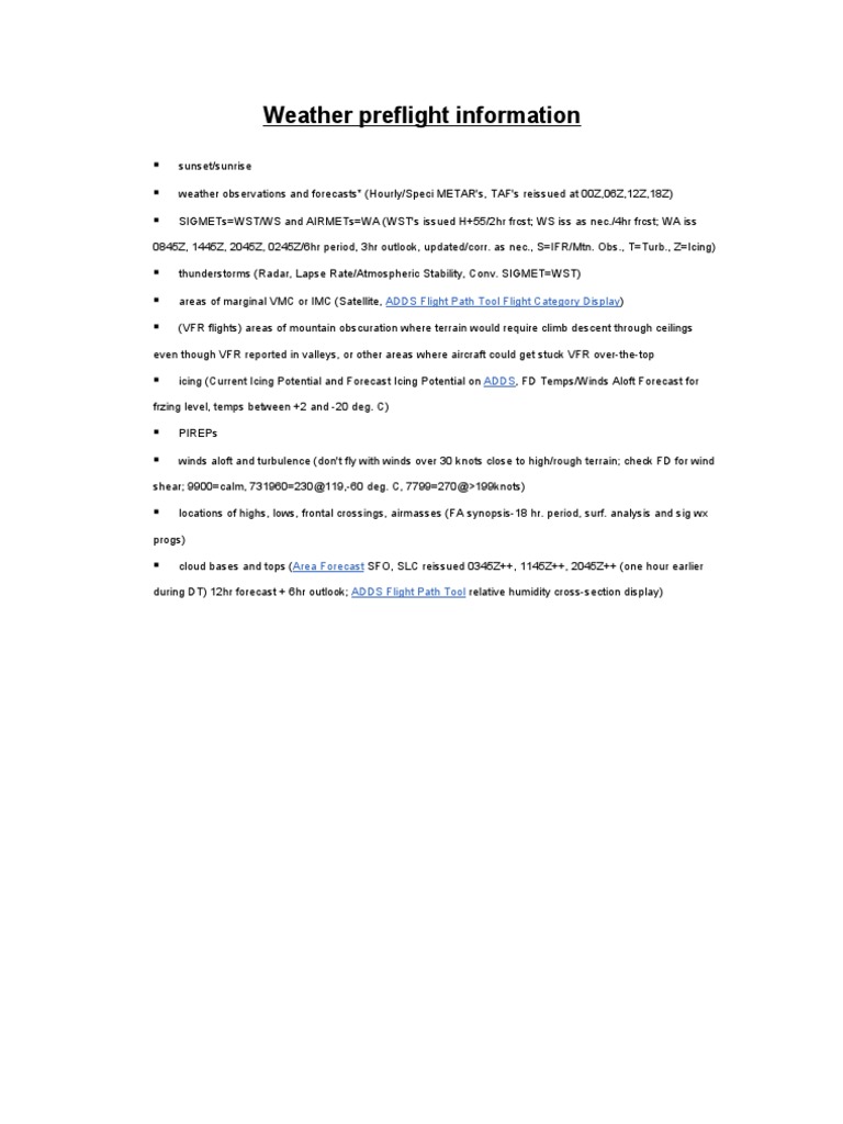 Weather Preflight Information | PDF | Science & Mathematics ...