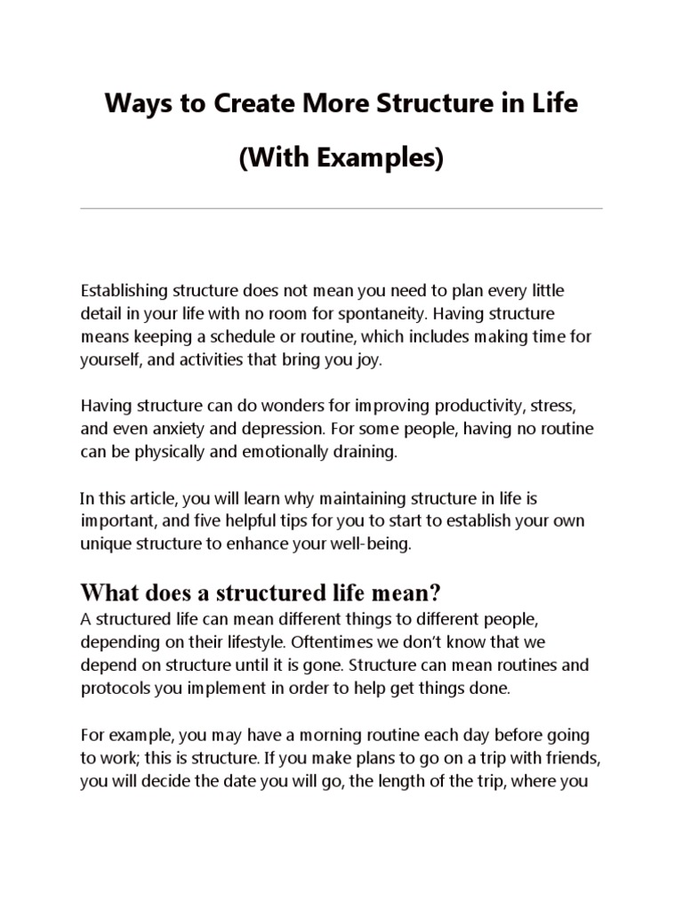 Ways To Create More Structure in Life | PDF | Sleep | Depression (Mood)
