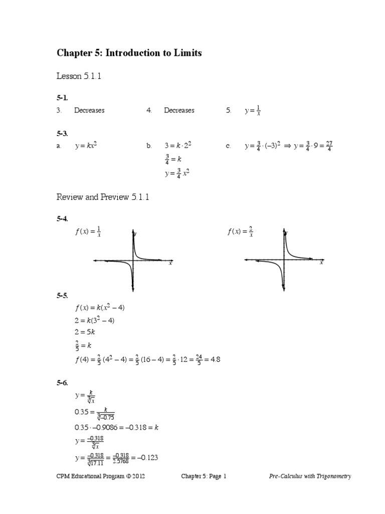 CPM Precalculus Chapter 05 Solutions | PDF | Trigonometric Functions | Mathematical Objects