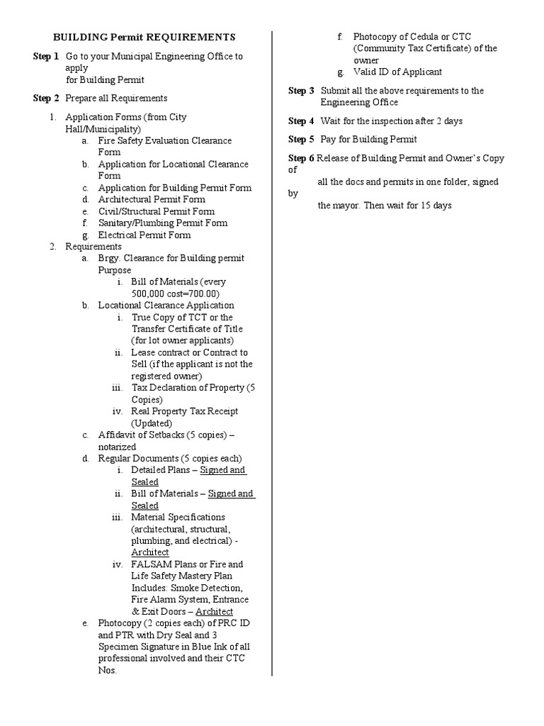 Cebu Building Permit Requirements Guide | PDF | Technology & Engineering