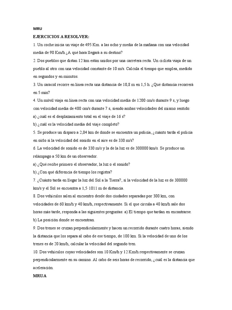 Ejercicios Propuestos | PDF | Velocidad | Aceleración