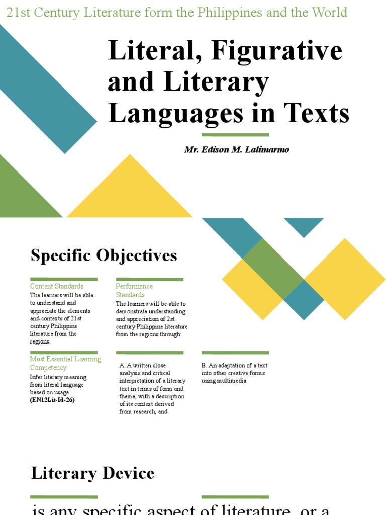 Literal, Figurative and Literary Languages in Texts | PDF | Poetry | Senses