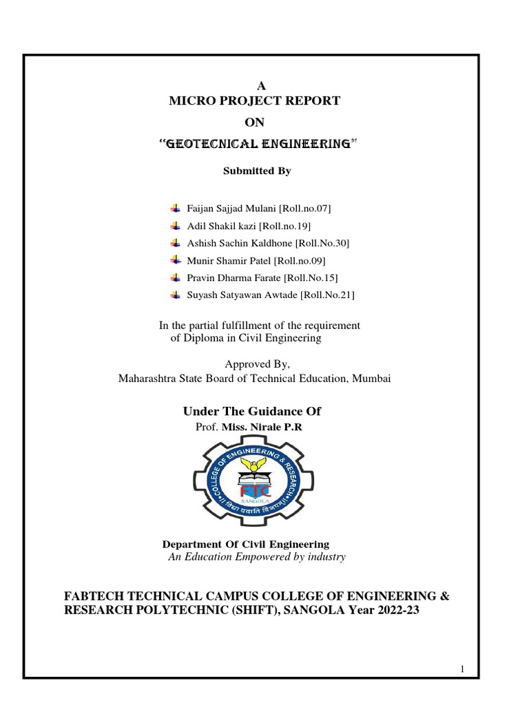 Micro Project .Gte | PDF | Soil Mechanics | Geotechnical Engineering