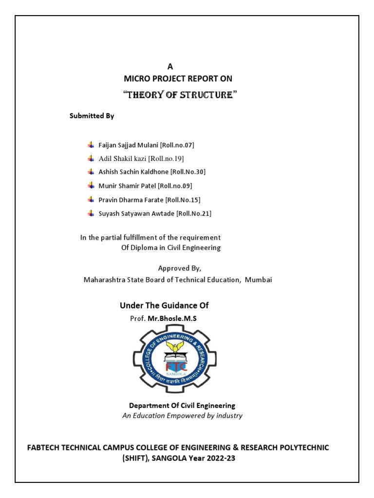 Micro Project .Tos | PDF | Civil Engineering | Mechanical Engineering