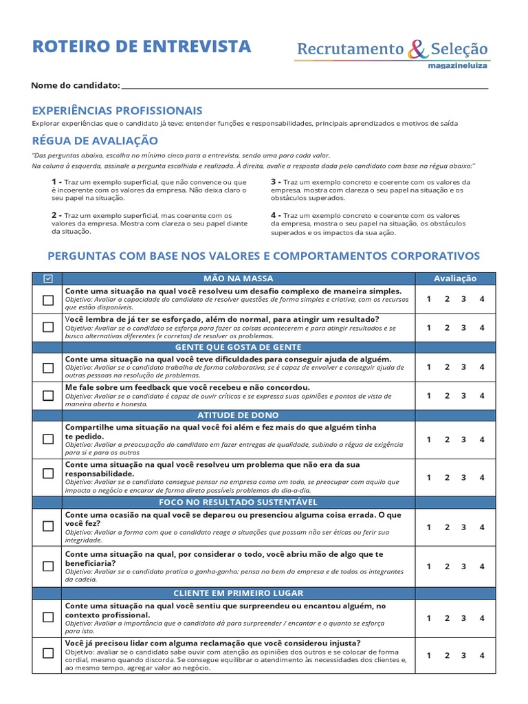 Roteiro de Entrevista | PDF | Entrevista