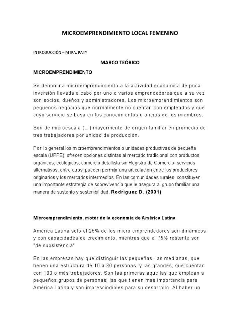 Informe Microemprendimiento | PDF | Marketing | Iniciativa empresarial