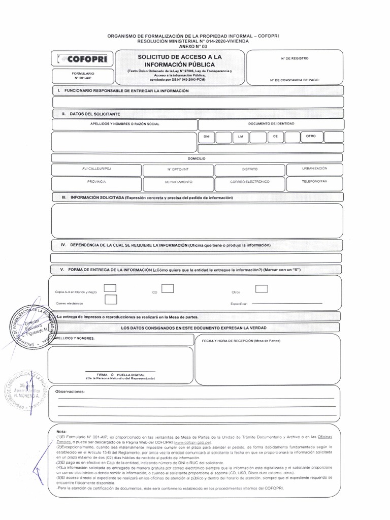 Tupa Solicitud AIP Cofopri | PDF