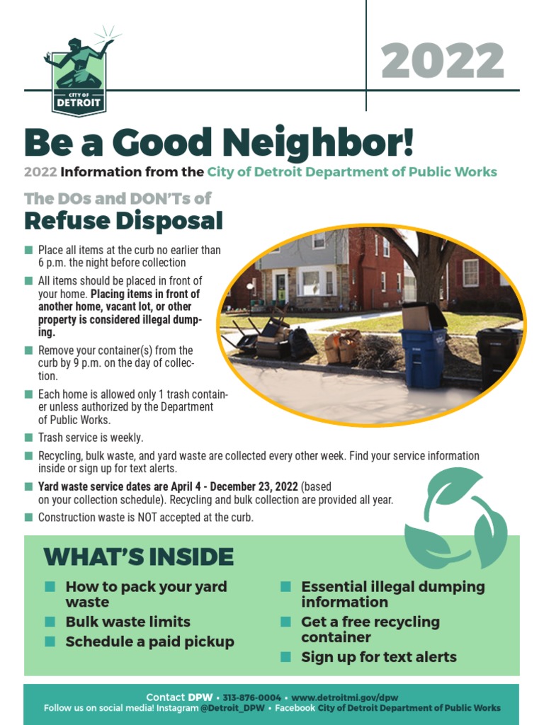Be A Good Neighbor!: Refuse Disposal | PDF | Waste | Recycling