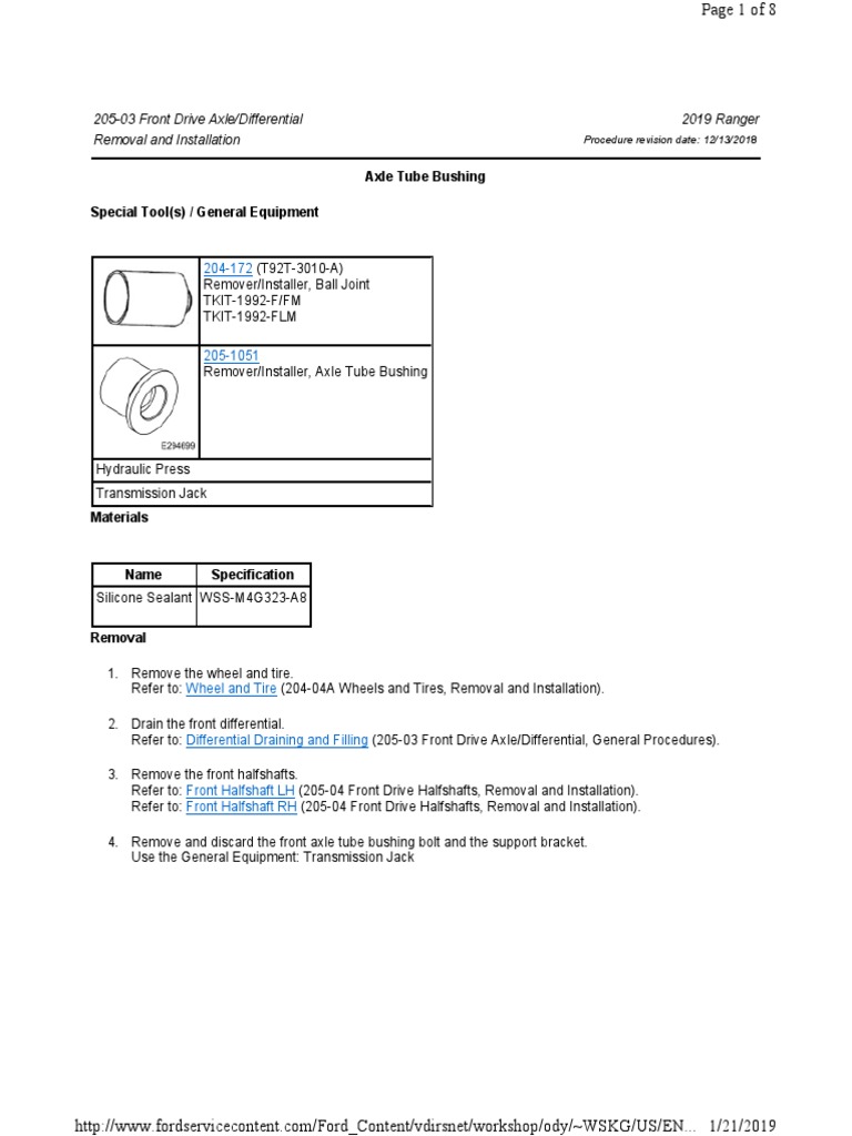 205-03 Front Drive Axle and Differential - Removal and Installation ...