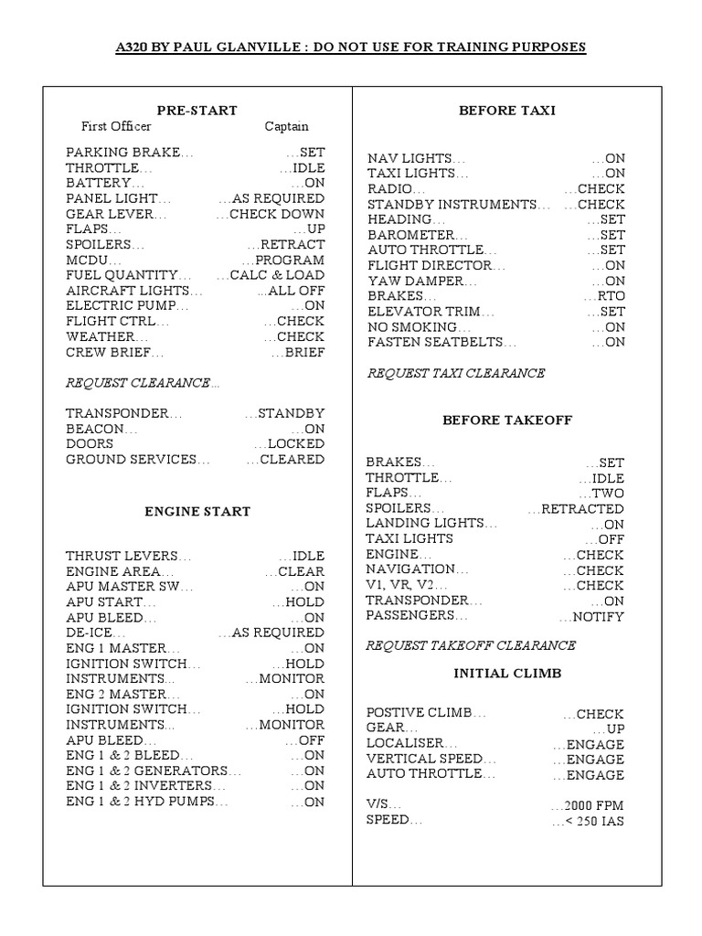 A320 Checklist | PDF | Flap (Aeronautics) | Aviation