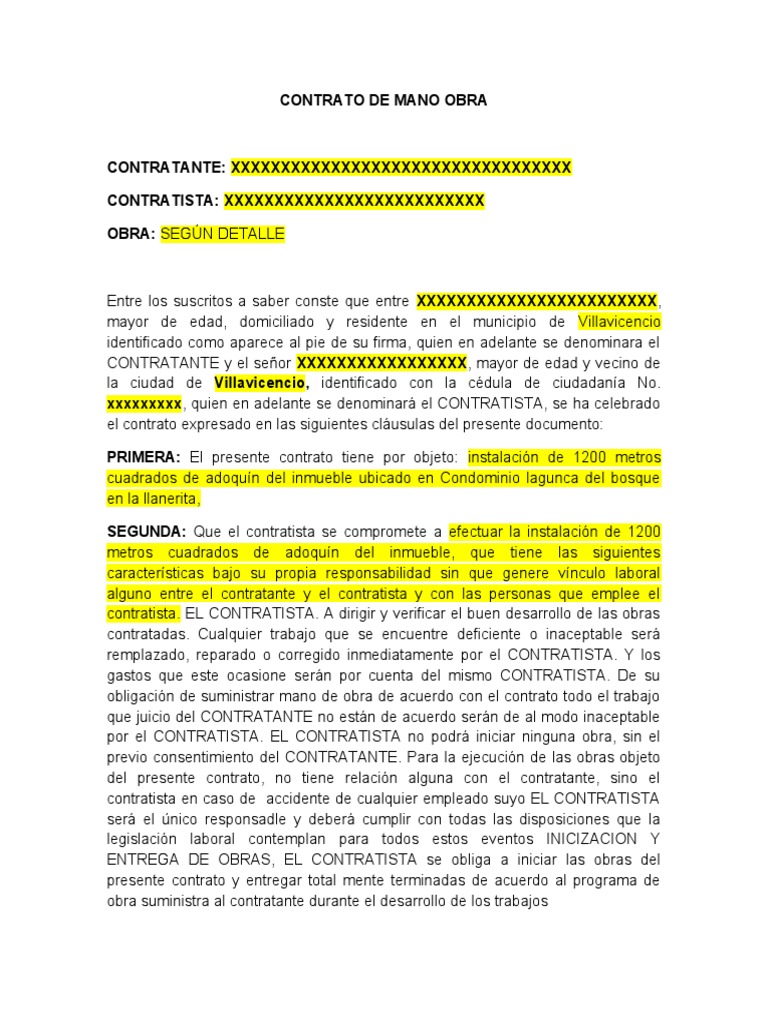 Modelo de Contrato de Obra 1 | PDF