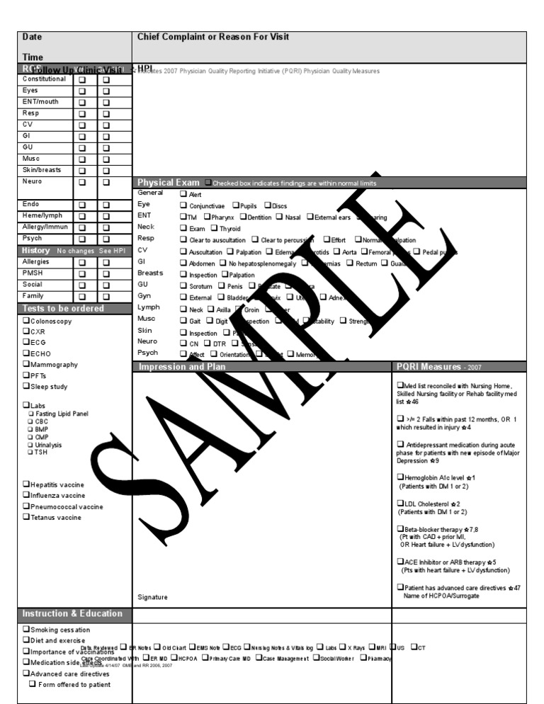 Primary Care Followup | PDF | Physical Examination | Medicine