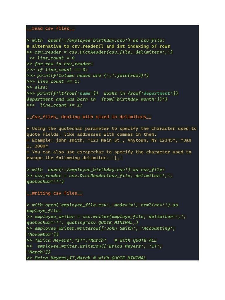# Alternative To CSV - Reader and Int Indexing of Rows | PDF | Computers