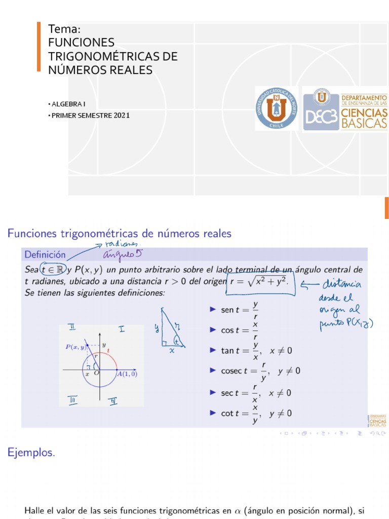 Clase 4. Funciones Trigonometricas de Numeros Reales | PDF