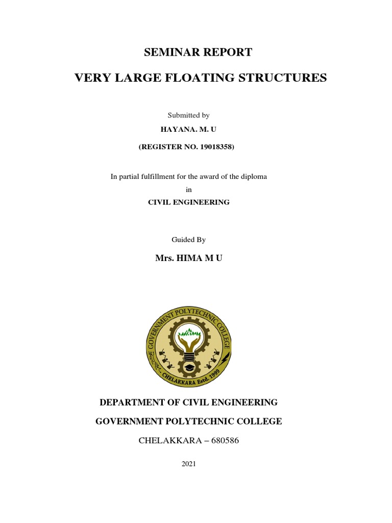 Very Large Floating Structures Seminar Report | PDF | Buoyancy | Engineering