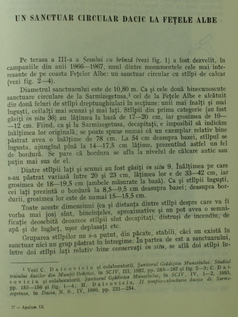 Daicoviciu C. - Un Sanctuar Dacic Circular La Fetele Albe, Apulum, IX ...