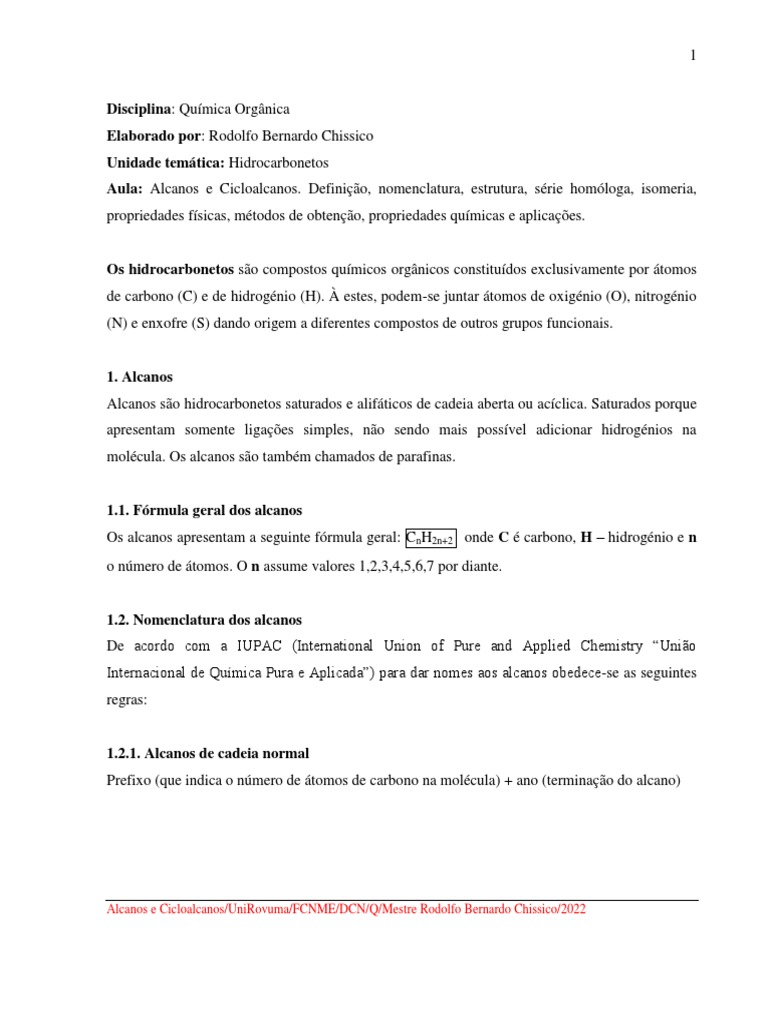 Aula Alcanos E Cicloalcanos Pdf Alcano Isômero