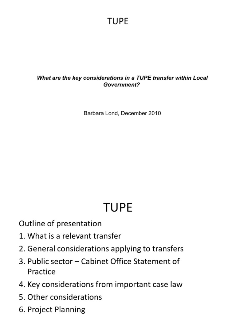 TUPE Process Overview and Checklist | PDF | Contractual Term | Employment