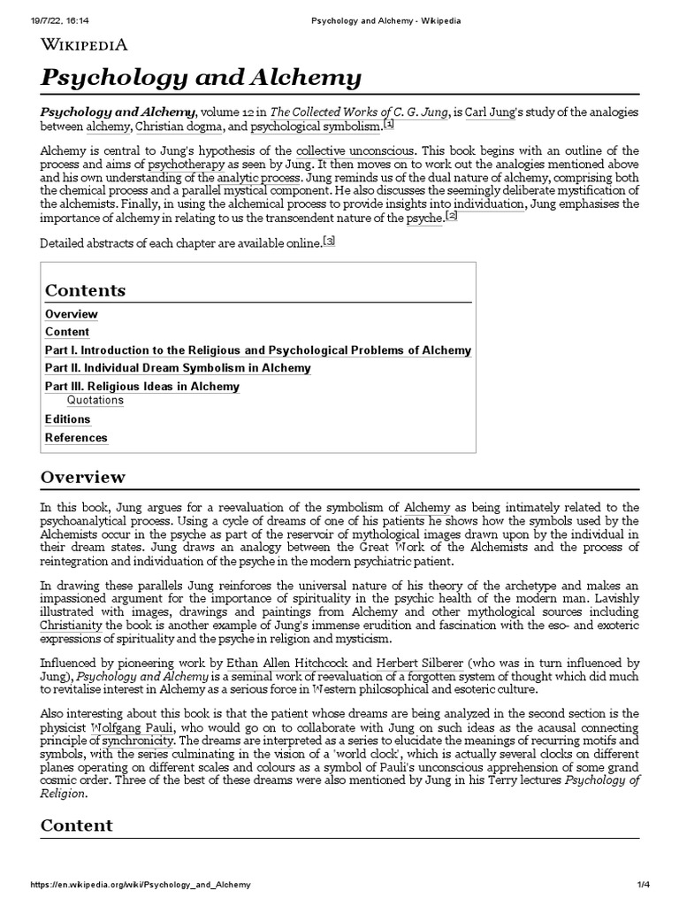 Psychology and Alchemy - Wikipedia | PDF | Psychology | Philosophical Theories