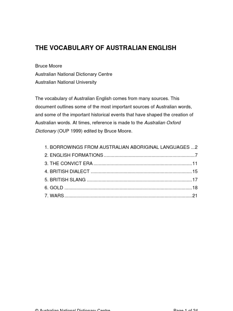 Vocabulary of Australian English | PDF