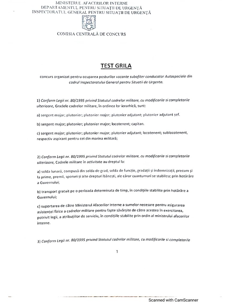 ISU Test GRILA Conducator AutoSpeciale Test Final | PDF