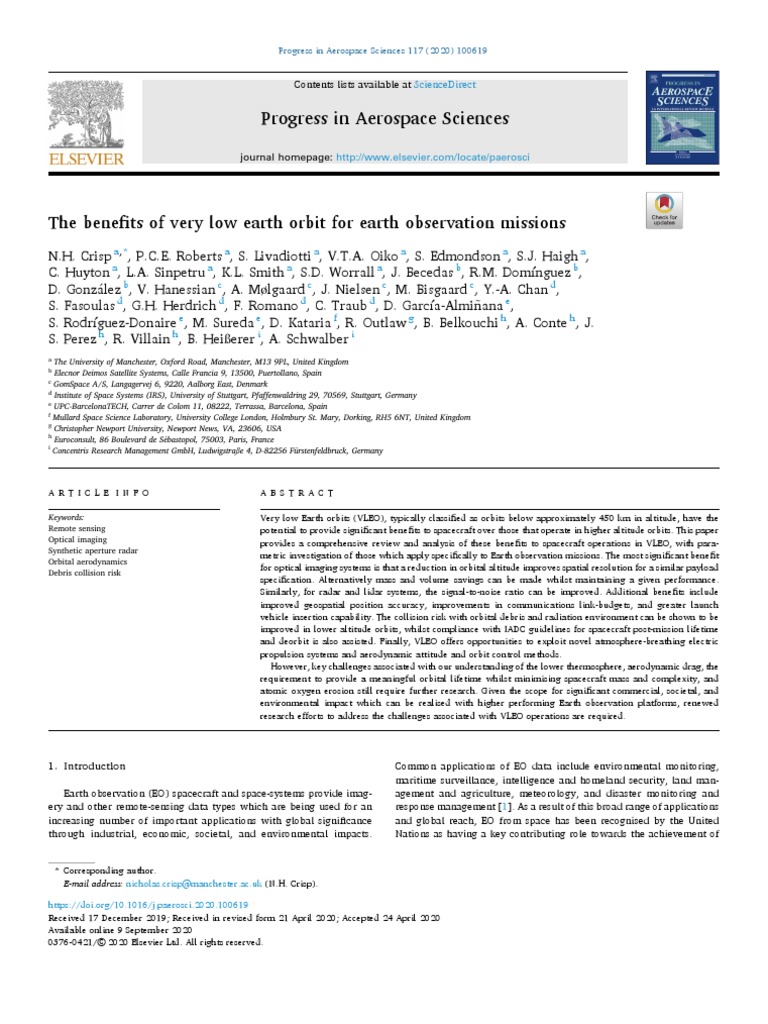 2020 - DISCOVERER - The Benefits of VLEO For EO Missions | Download ...