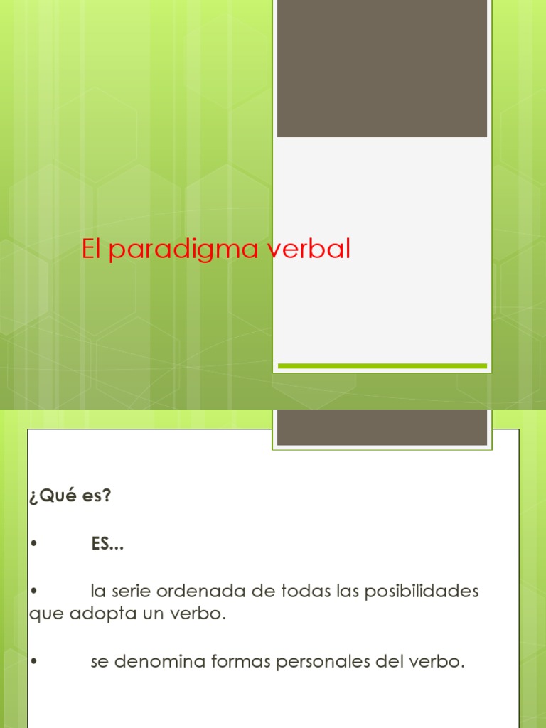 El Paradigma Verbal | PDF | Verbo | Mecánica del lenguaje