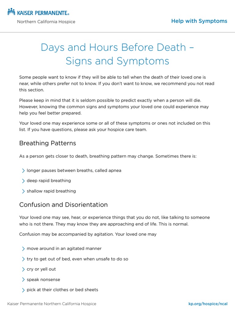 Days and Hours Before Death - Signs and Symptoms: Breathing Patterns ...