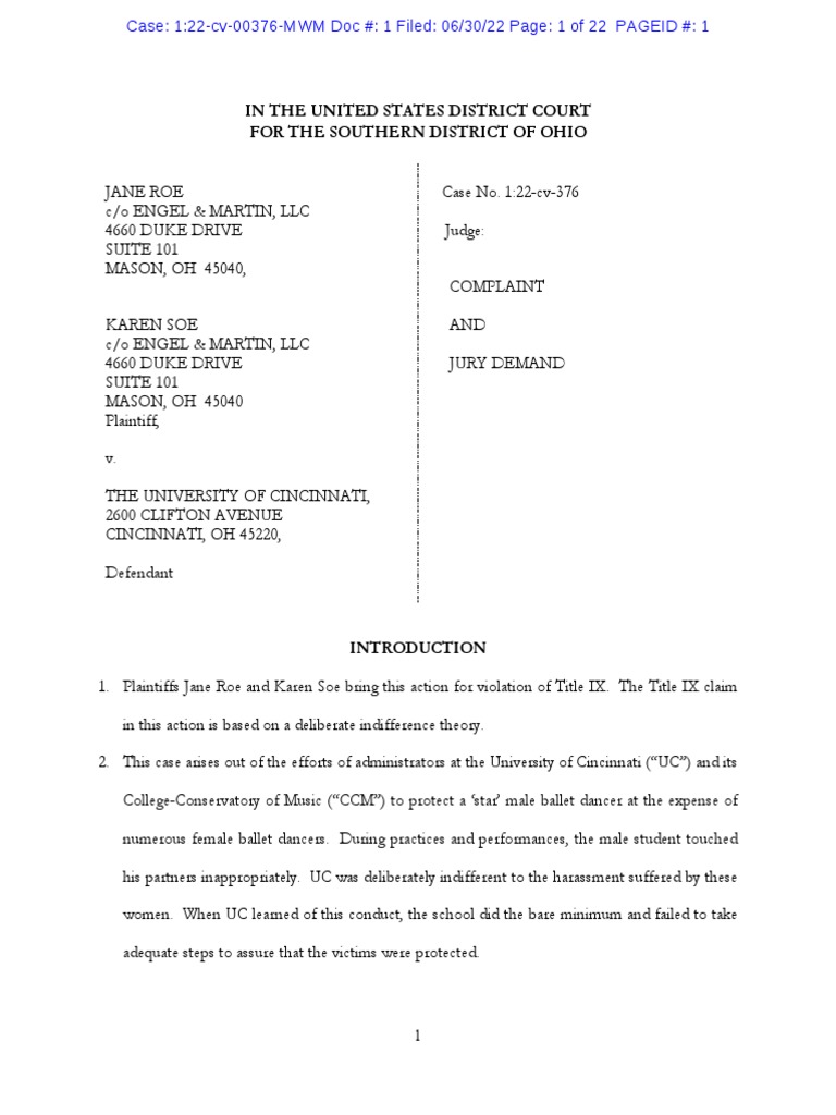UC Ballet Dancer Lawsuit | PDF | Sexual Harassment | Title Ix