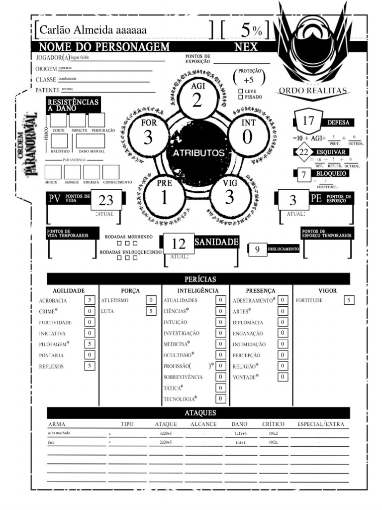 Perfis de personagens de RPG de aventura medieval com detalhes de ...