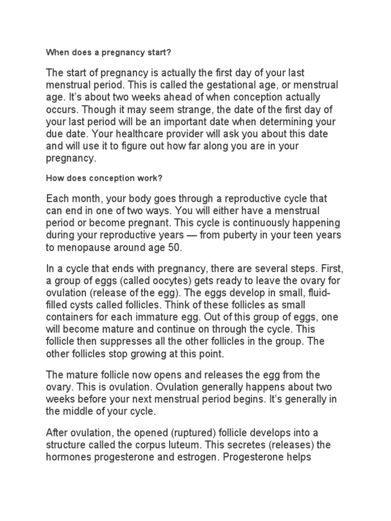 Understanding Pregnancy Timeline and Conception | PDF | Menstrual Cycle ...