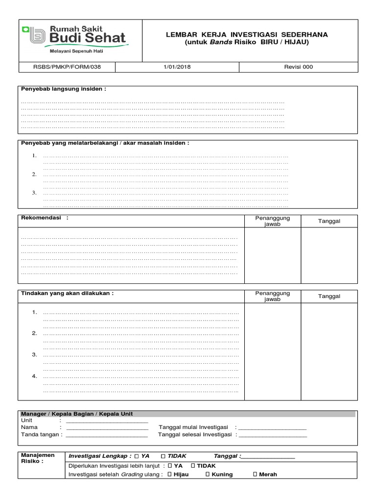 Formulir Investigasi Sederhana | PDF