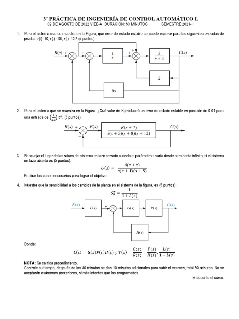 3° Práctica de Ingeniería de Control Automático I.: NOTA: Se Califica Procedimiento | PDF ...