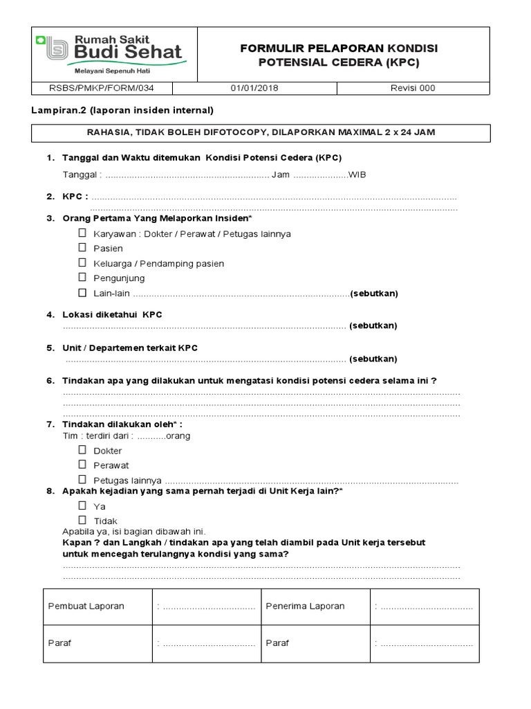 Form Laporan KPC | PDF