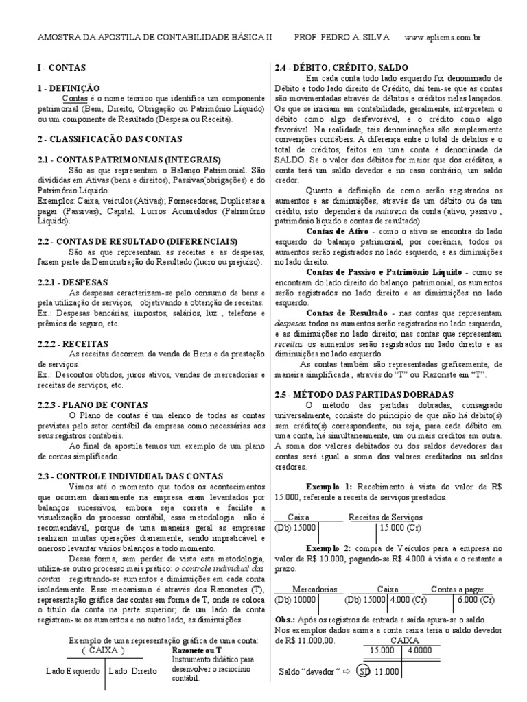 Contabilidade básica II - Contas e suas classificações | PDF ...