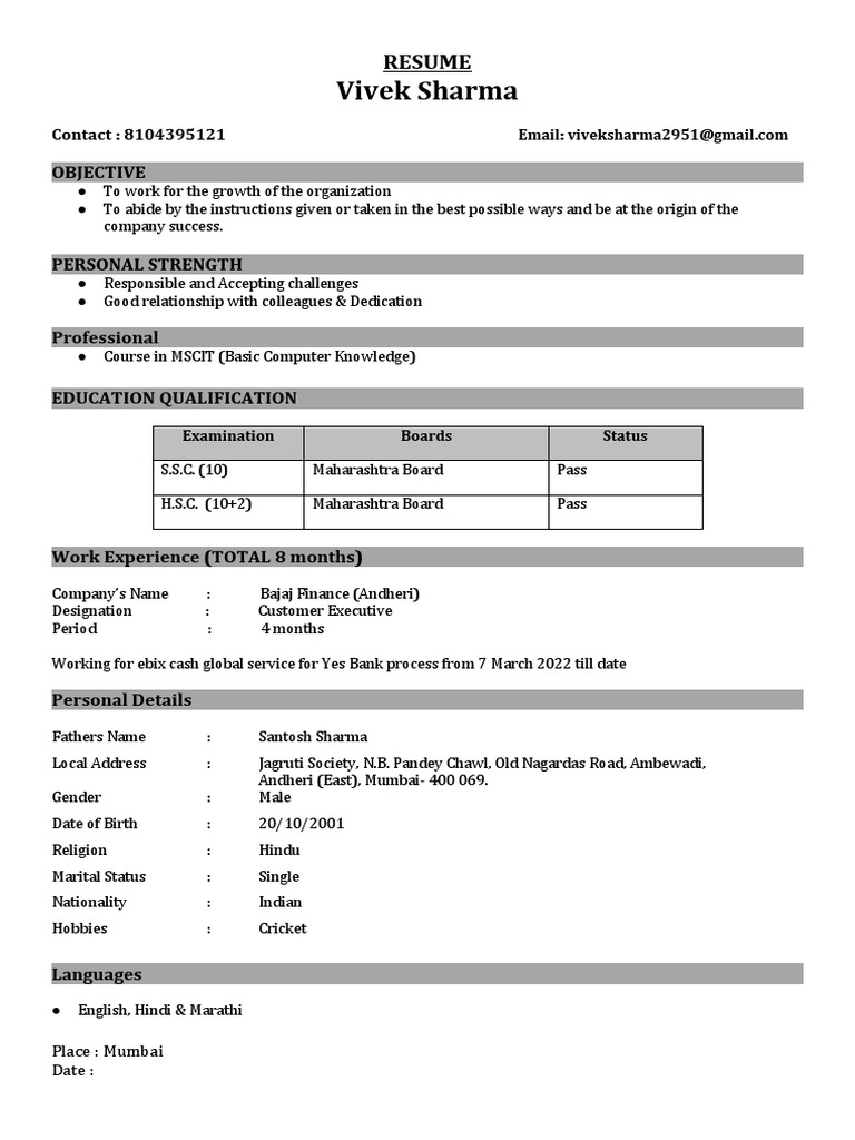 Vivek Sharma - Resume New | PDF | Career & Growth | Self-Improvement