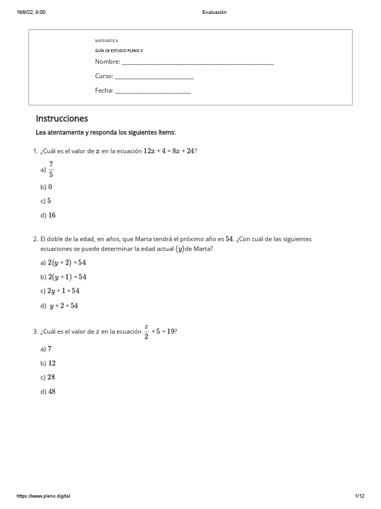 Guía de Estudio 2 Eje Algebra y Funciones | PDF | Función (Matemáticas) | Matemáticas