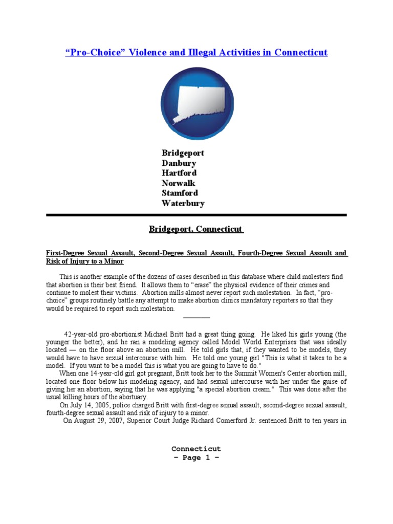 Pro-Choice Violence in Connecticut | PDF | Sexual Assault | Rape