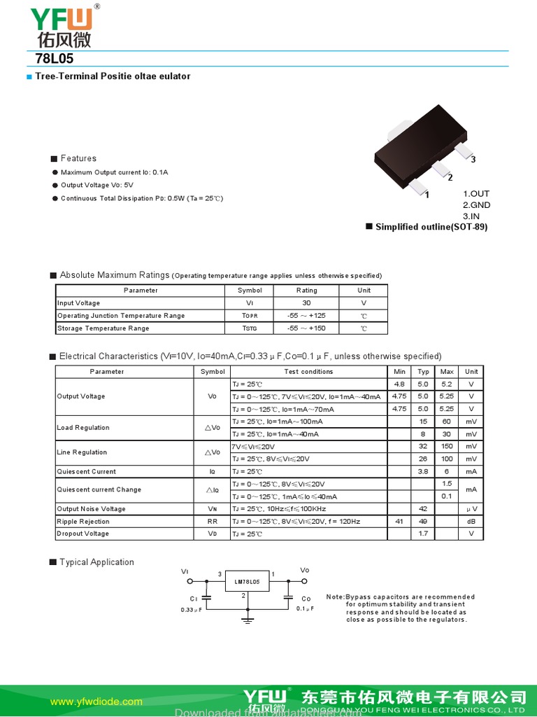 78L05 Sot89 | PDF | Electrical Engineering | Electrical Equipment