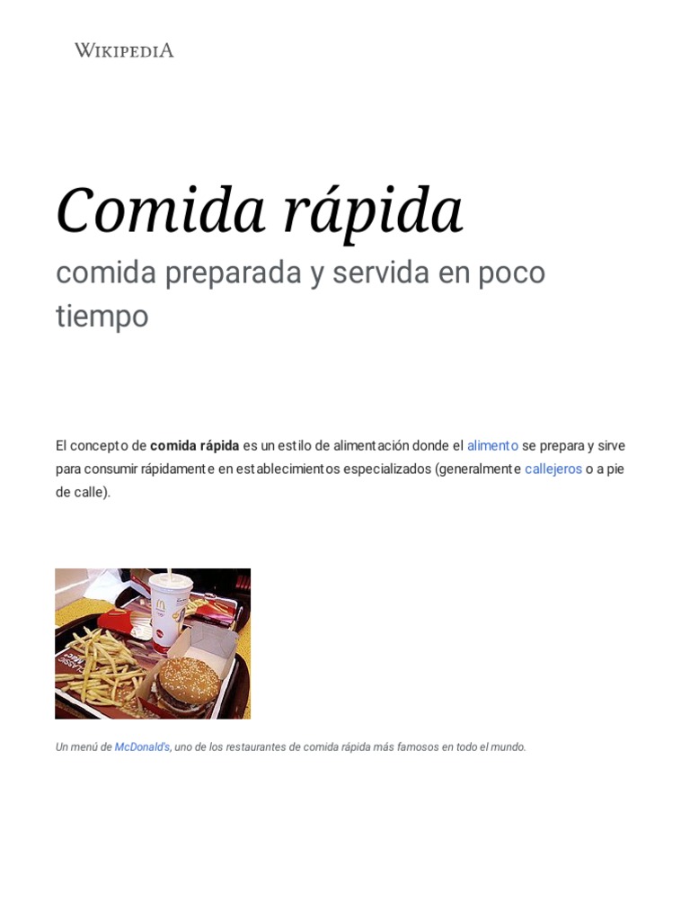 Historia y Evolución de la Comida Rápida | PDF | Comida rápida | Comida ...